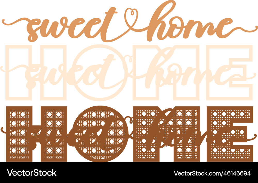 Laser Cut Home Sweet Home Signs Bundle Royalty Free Vector