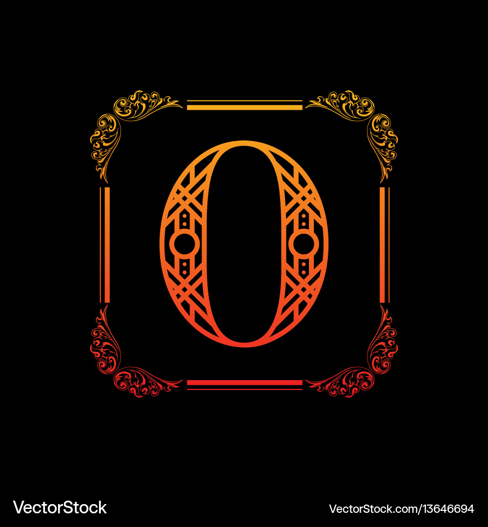 Number 0 with ornament Royalty Free Vector Image