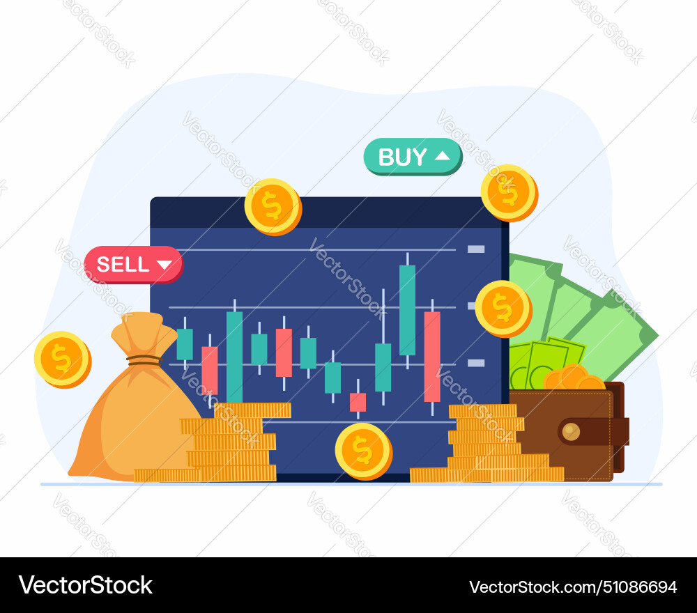 Online trading on tablet screen for buying selling