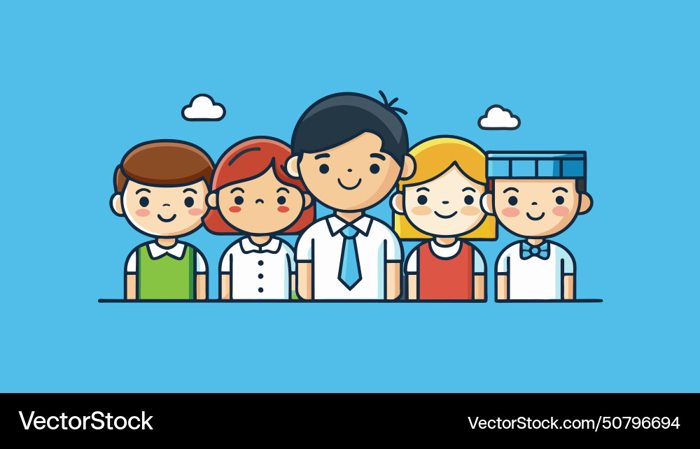 School kids vibrant cartoon Royalty Free Vector Image