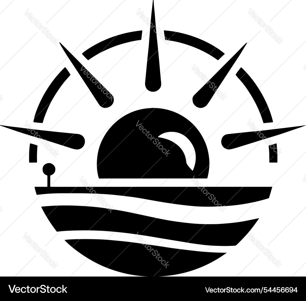Sunrise over water simple icon Royalty Free Vector Image