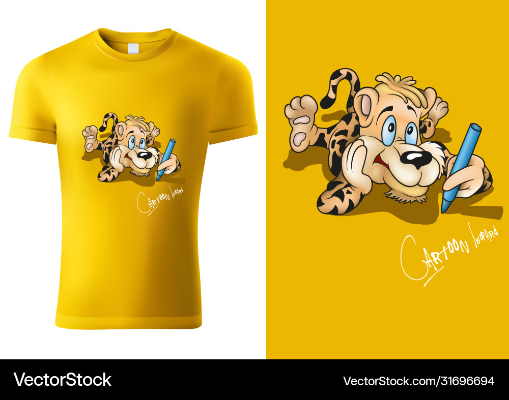 T-shirt design with cartoon leopard Royalty Free Vector