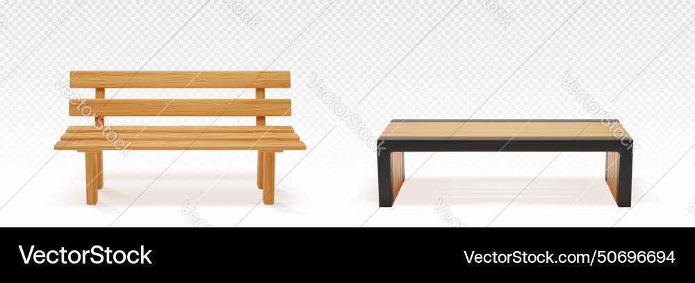 Wooden park or backyard bench front view Vector Image