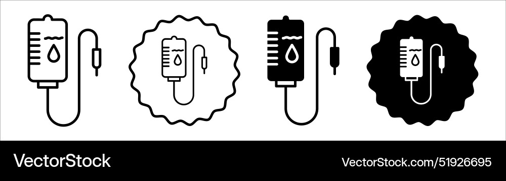 Blood bag icon symbol set collection Royalty Free Vector