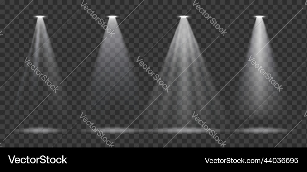 Collection glowing spotlights Royalty Free Vector Image