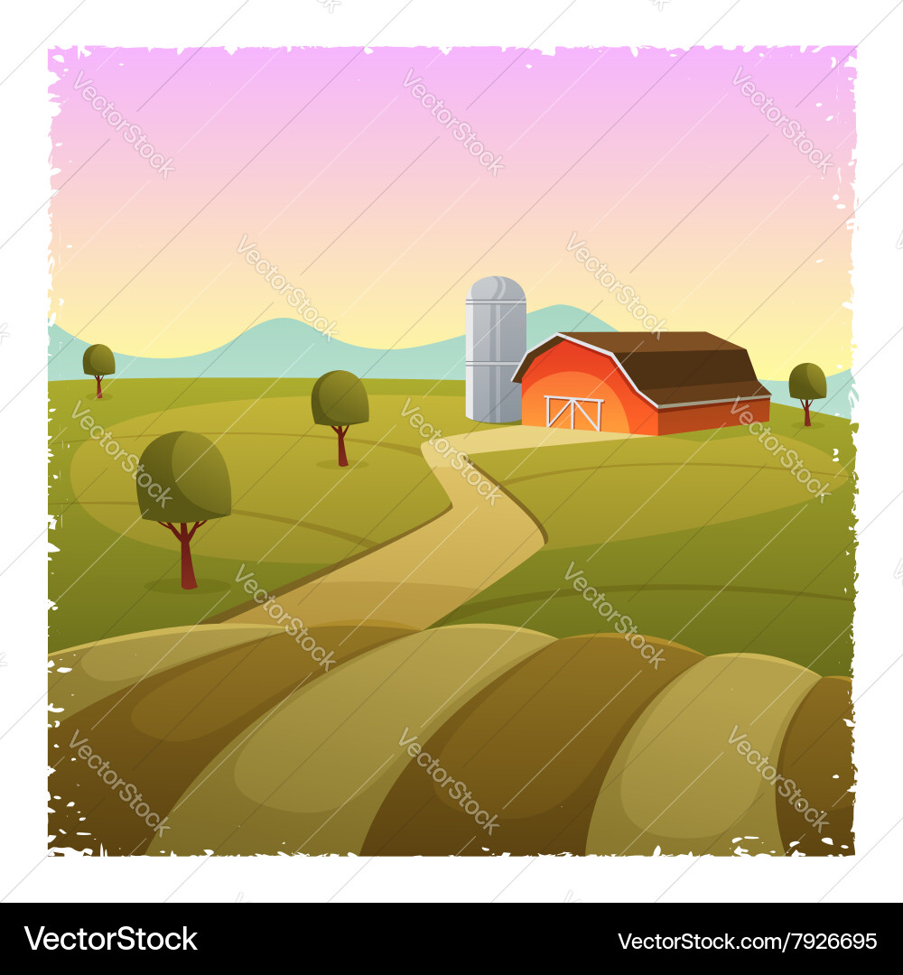 Farm landscape Royalty Free Vector Image - VectorStock