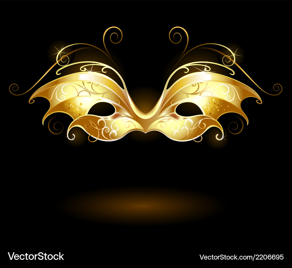 Golden mask Royalty Free Vector Image - VectorStock