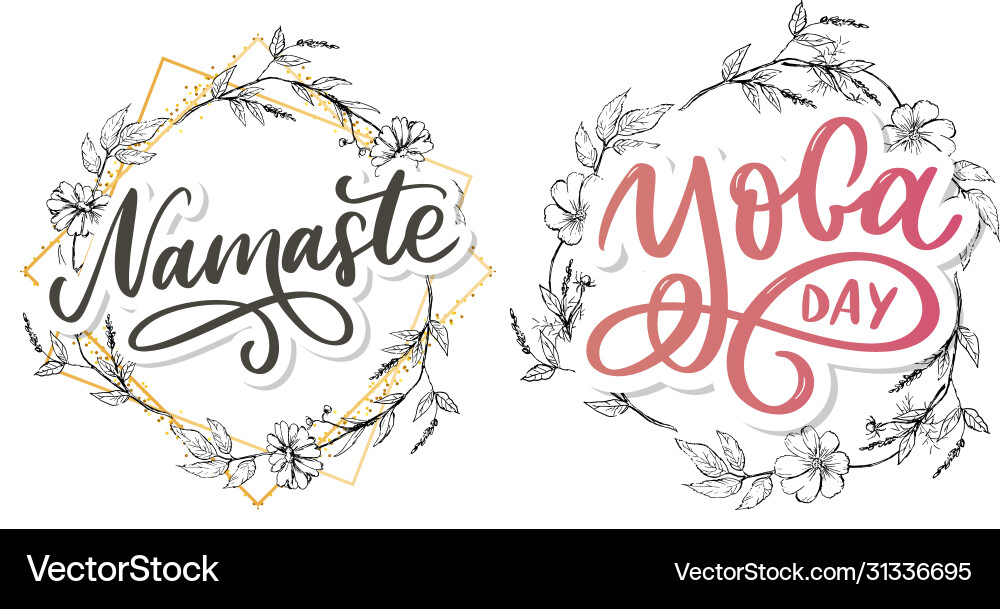 Hand drawn namaste card hello in hindi ink Vector Image