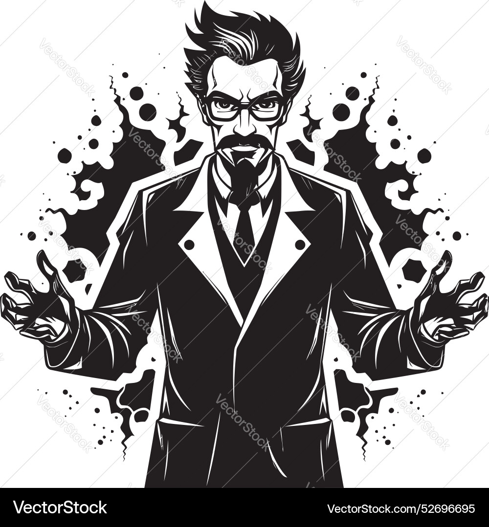 Techno tyranny dynamic mad scientist logo Vector Image