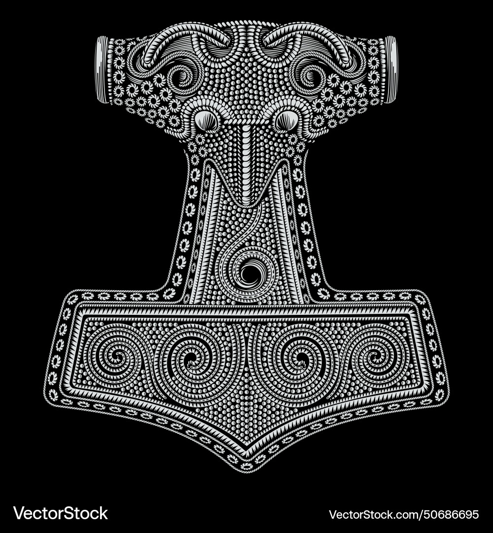 Viking old celtic scandinavian design hammer Vector Image