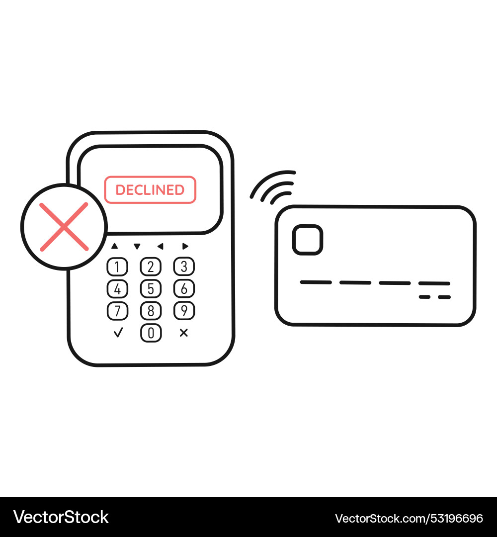 Credit card payment cancellation icon with pos Vector Image