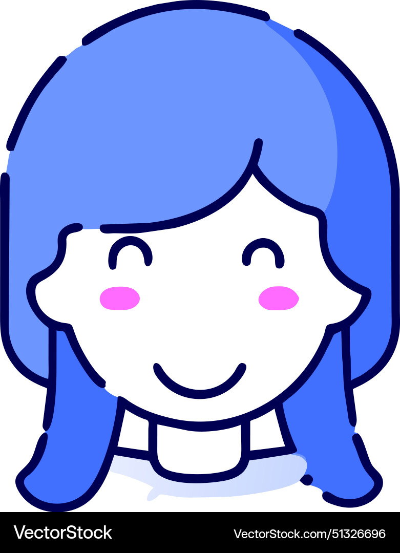 Girl face blue icon Royalty Free Vector Image - VectorStock