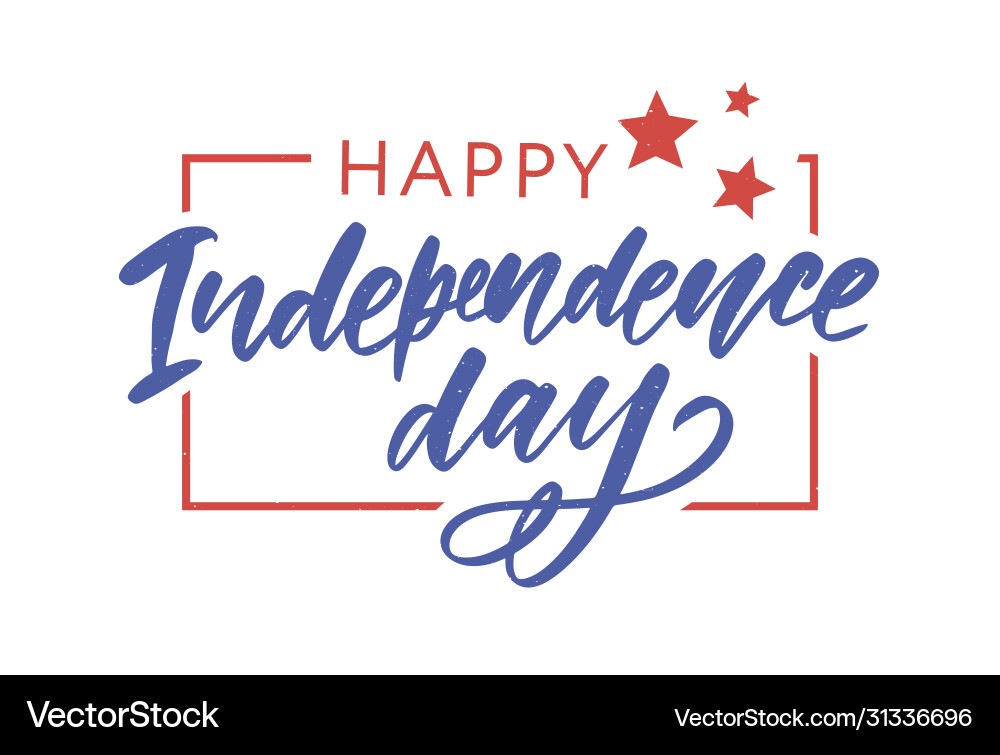 Happy independence day greeting card with font Vector Image