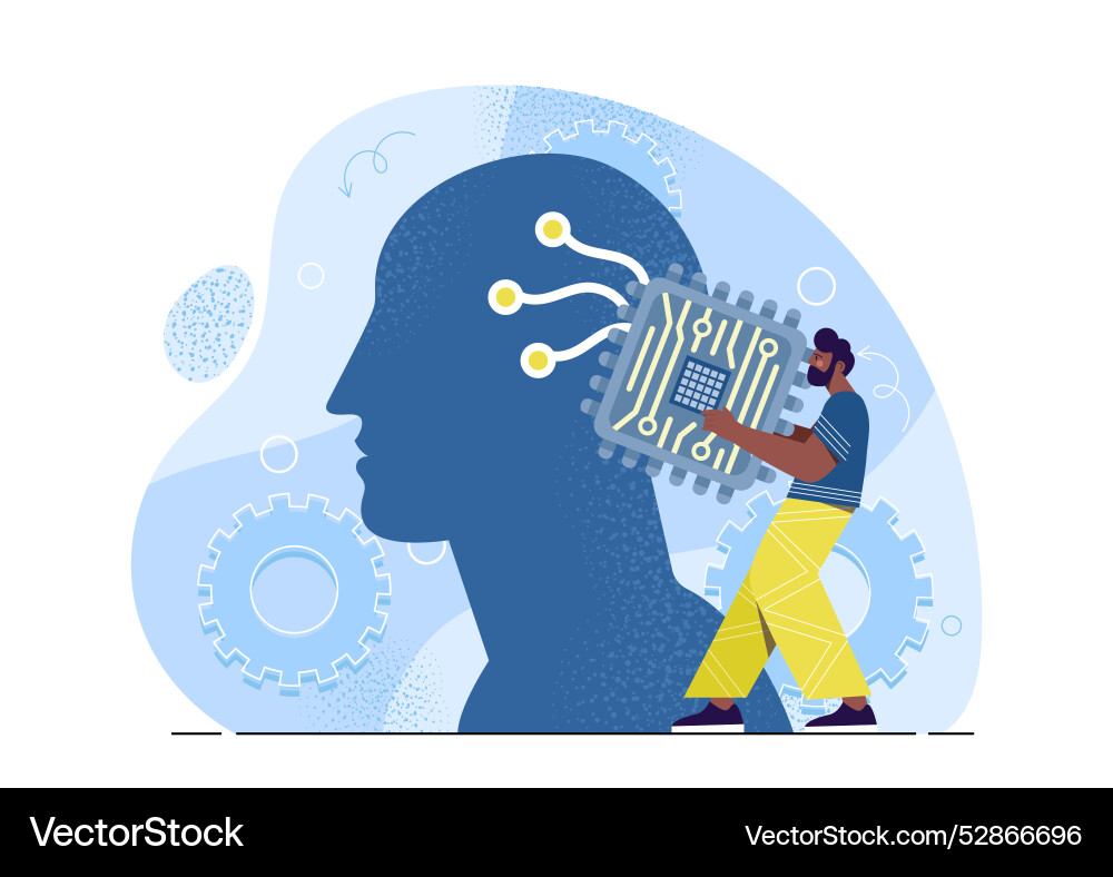 Man with microchipping young guy microchip Vector Image
