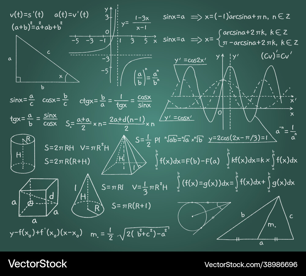 Math formulas chalk board background Royalty Free Vector