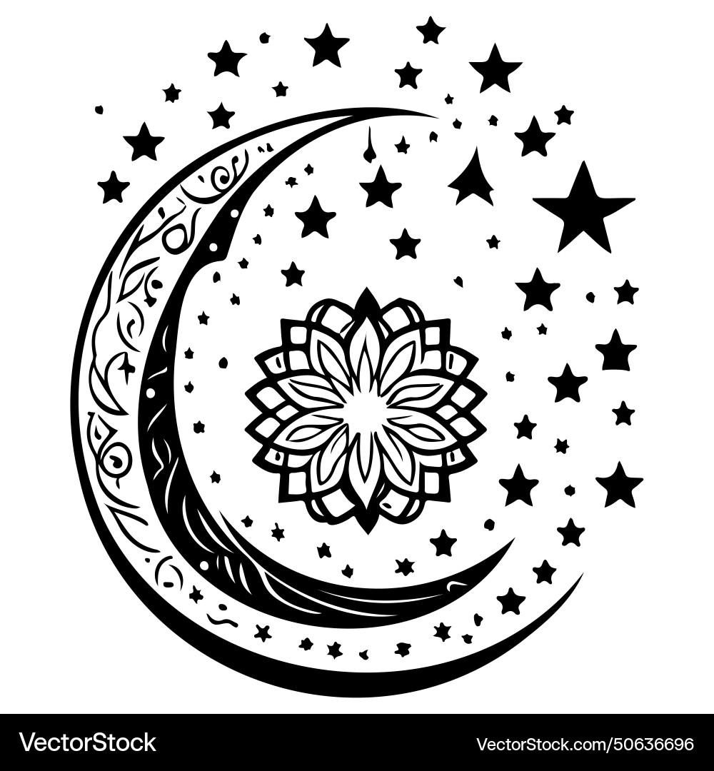 Moon star ramadan arabic islamic sketch hand draw Vector Image