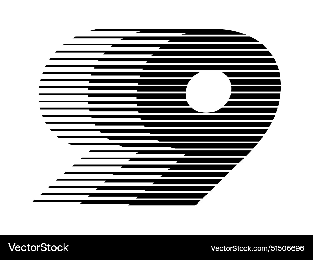 Number 9 abstract stripes line Royalty Free Vector Image