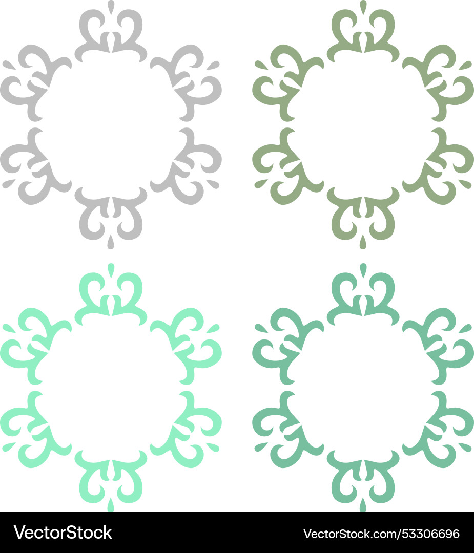 Simple green ornamental logos set Royalty Free Vector Image