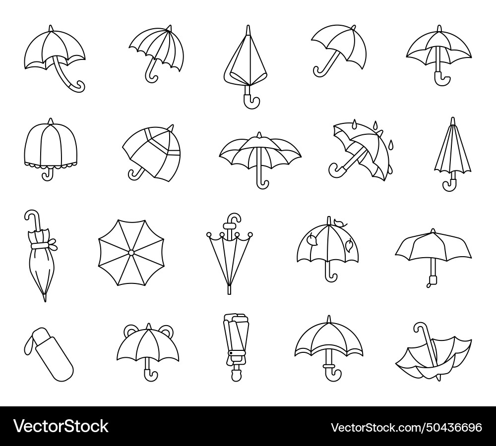 Umbrella coloring page autumn or spring season Vector Image