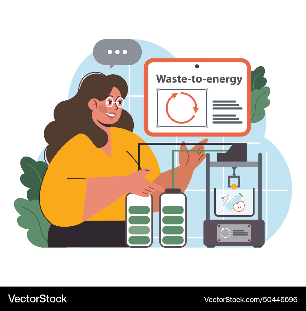 Waste-to-energy innovation flat Royalty Free Vector Image