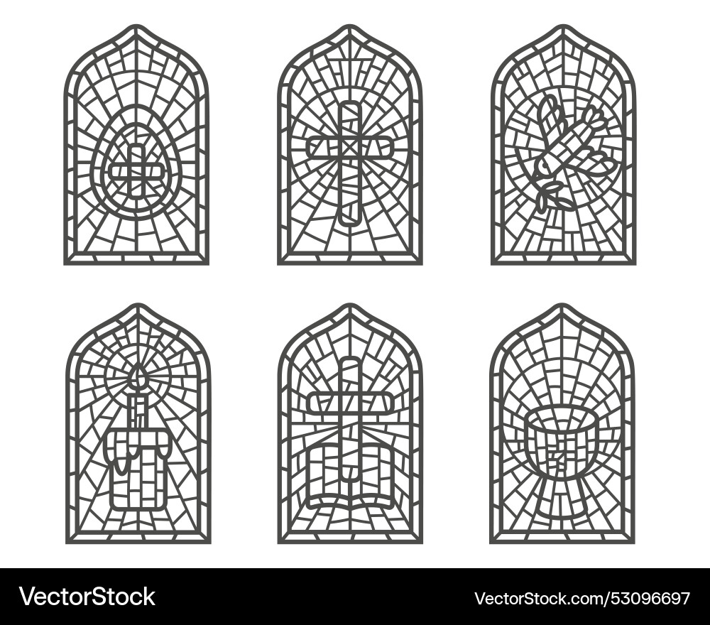 Church stained windows with religious easter Vector Image