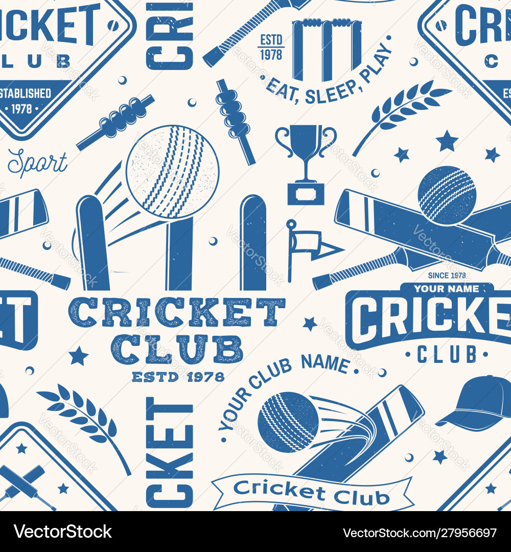 Cricket club seamless pattern or background Vector Image