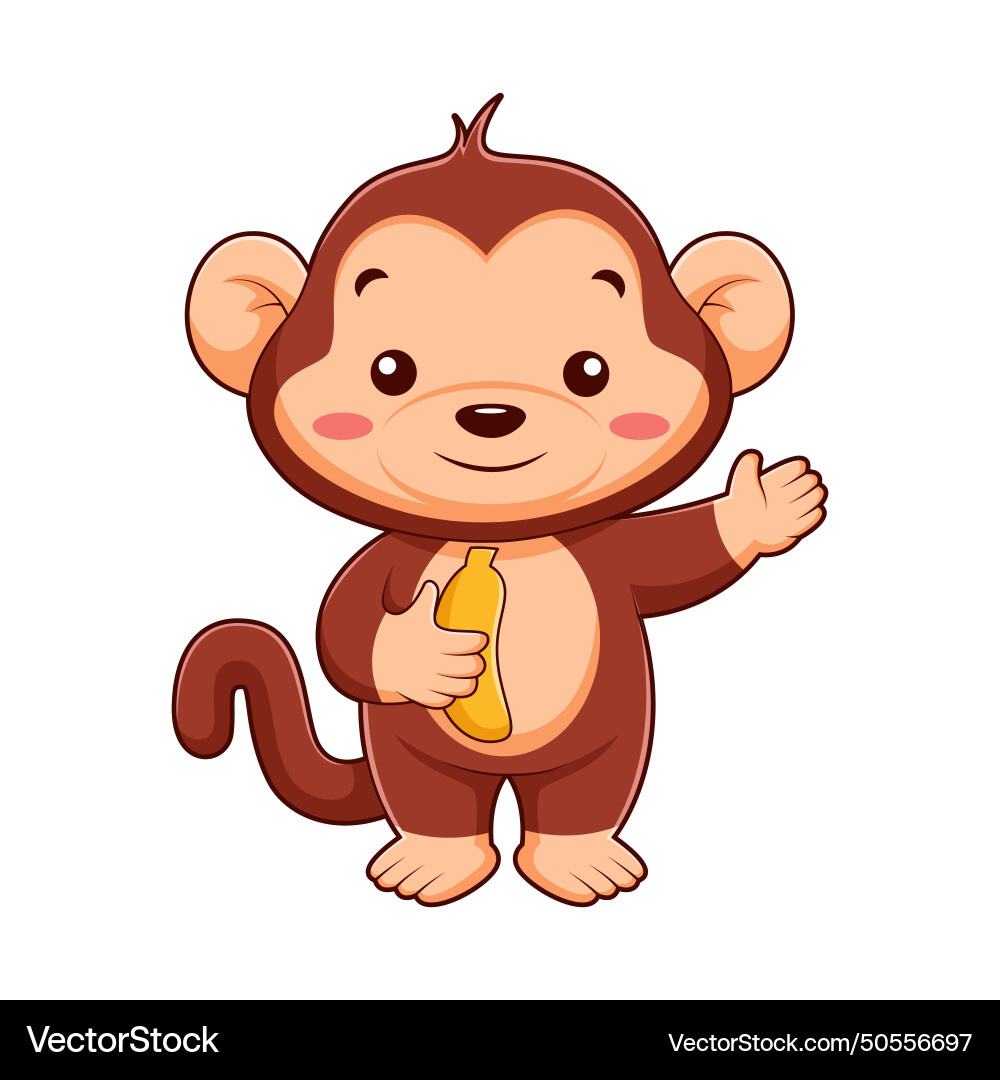 Cute monkey character design Royalty Free Vector Image