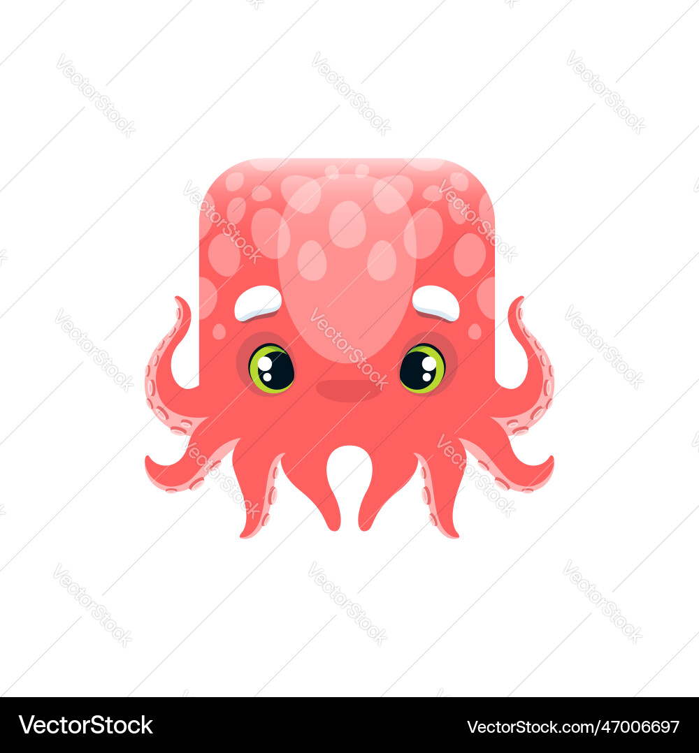 Kawaii Octopus Face - Square Royalty Free Vector Image