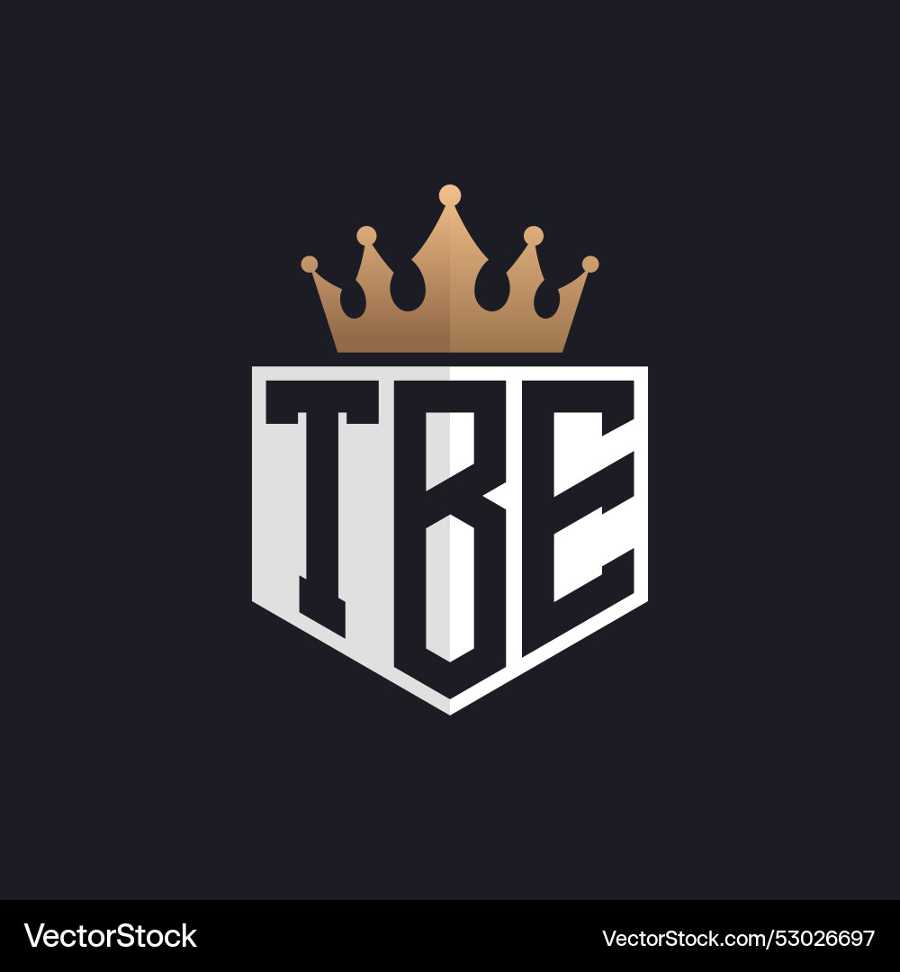 Luxury logo with crown elegant initials Royalty Free Vector