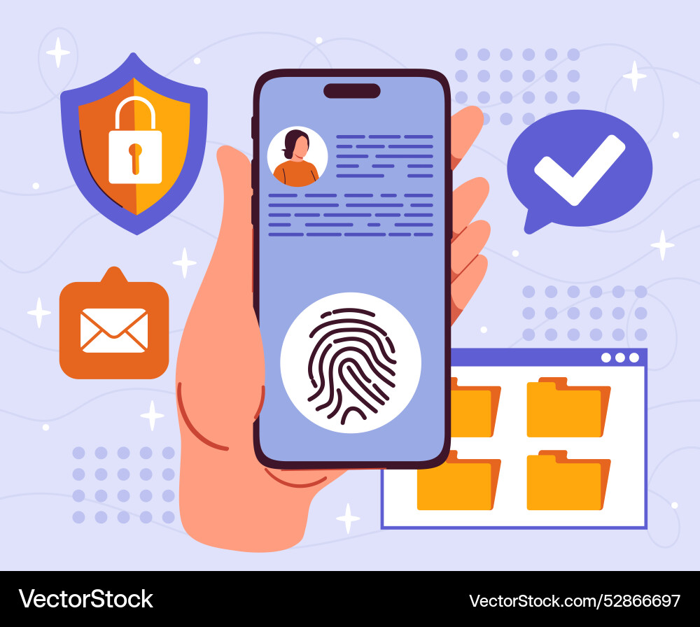 Mobile access control smartphone with biometric Vector Image