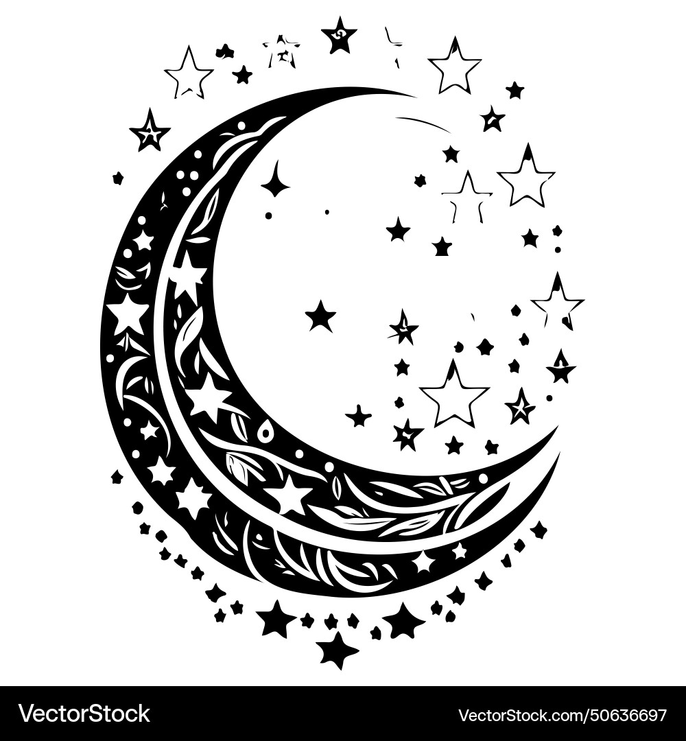 Moon star ramadan arabic islamic sketch hand draw Vector Image