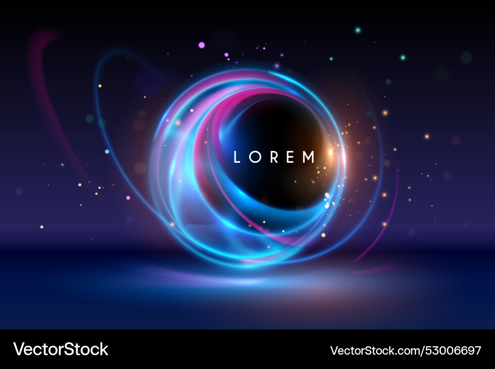 Neon sphere with light effects Royalty Free Vector Image