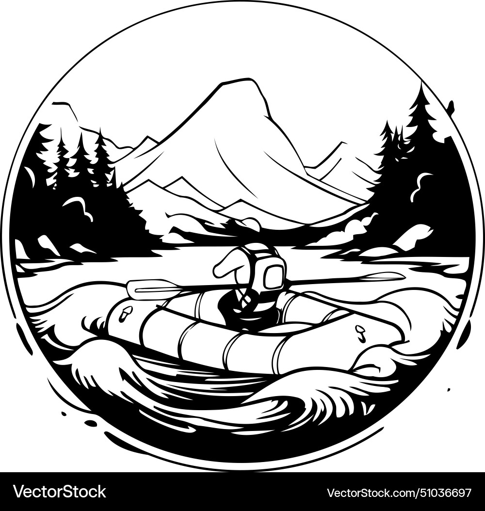 Rafting on a mountain river Royalty Free Vector Image