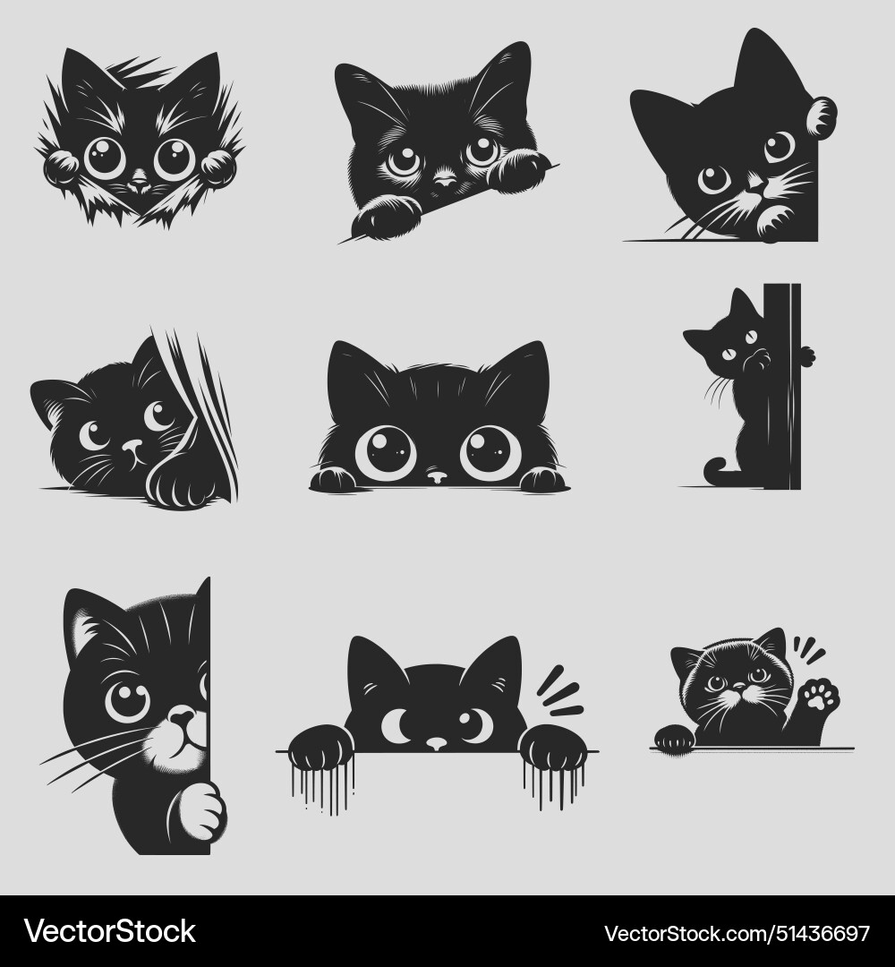 Süße Katze svg peeking silhouette Lizenzfreier Vektor