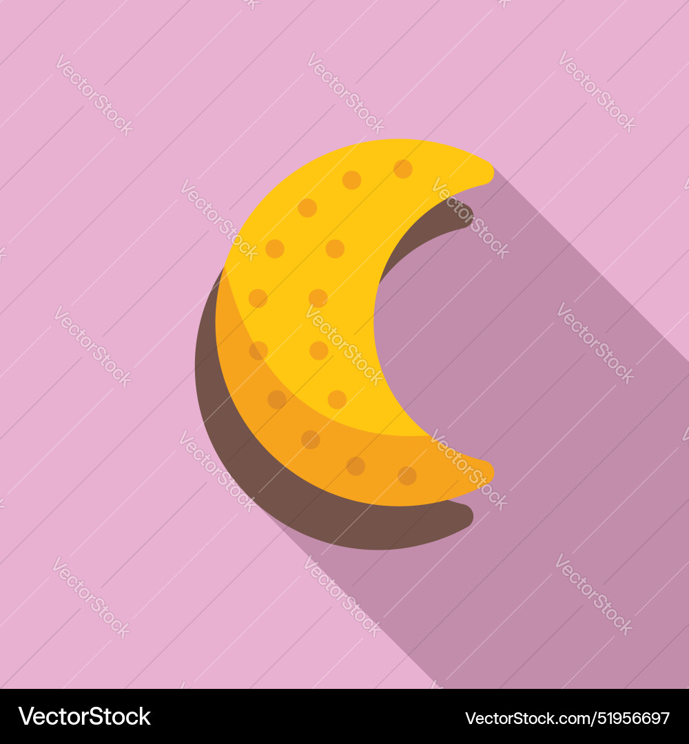 Yellow crescent moon shining with long shadow Vector Image