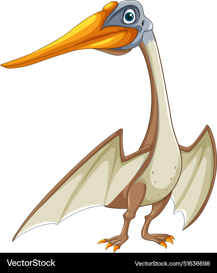 Cute pterodactyl with large beak and wings Vector Image