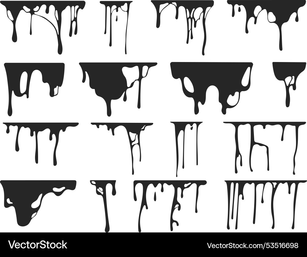 Dripping oil stain sticky liquid drips Royalty Free Vector