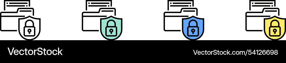 Folder icon outline green blue and yellow style Vector Image
