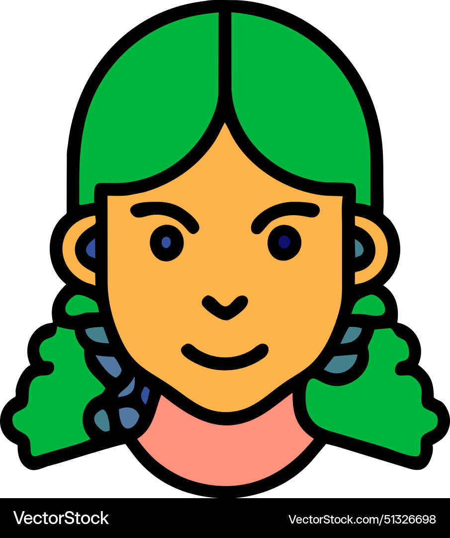 Girl face green icon Royalty Free Vector Image