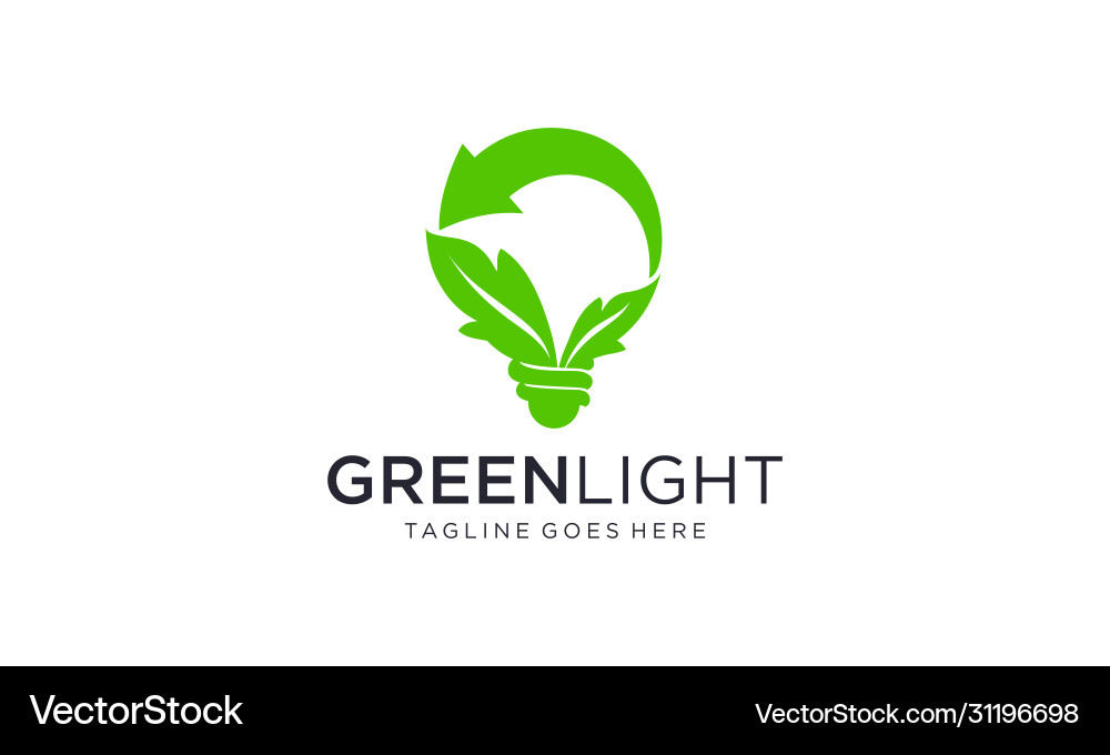 Green light bulb for logo designs editable Vector Image