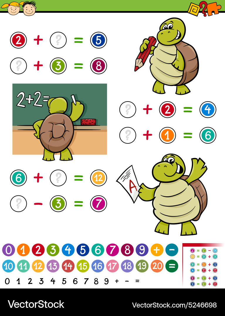 Preschool Math Game with Turtle Royalty Free Vector Image