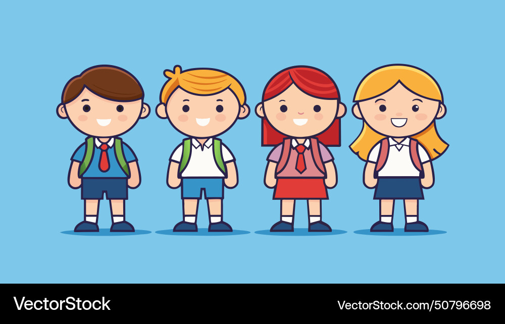School kids vibrant cartoon Royalty Free Vector Image