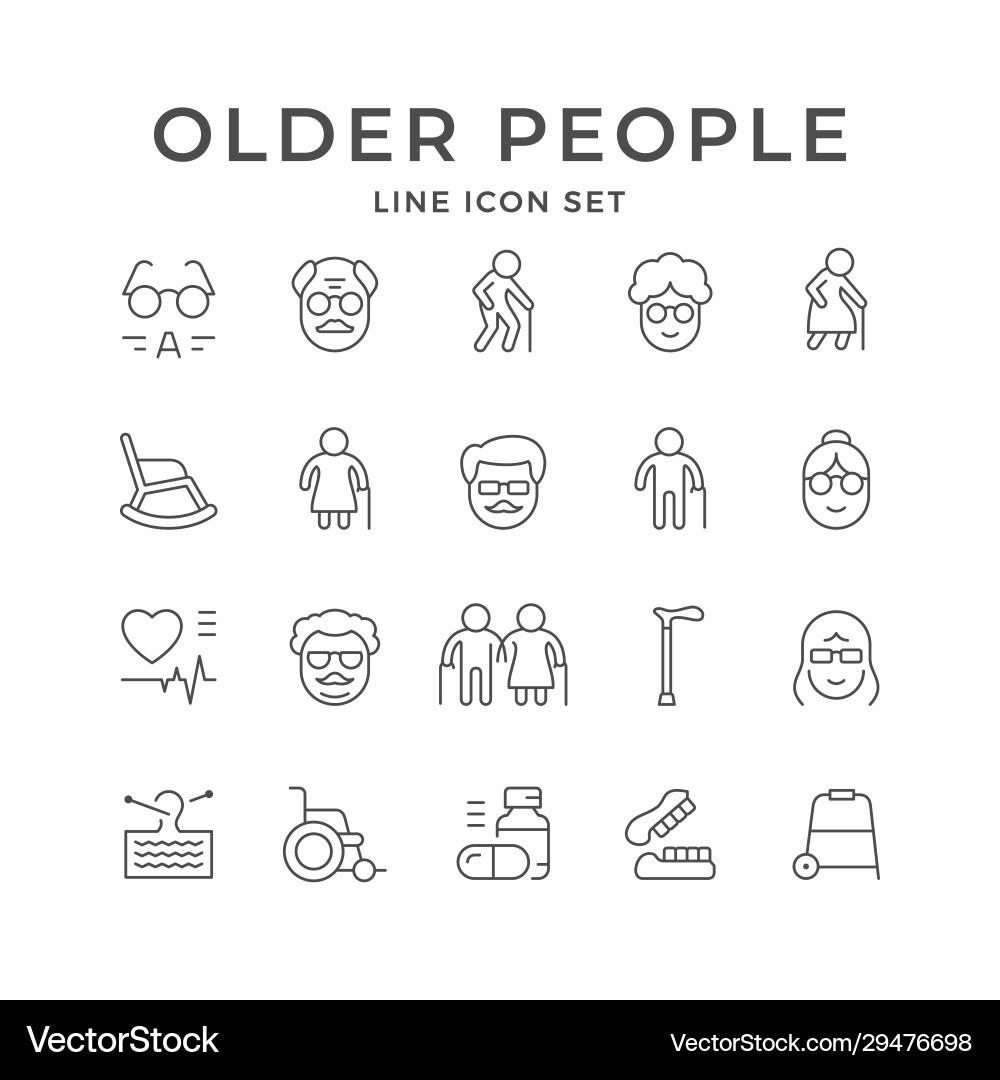 Senior Citizen Line Icons Royalty Free Vector Image