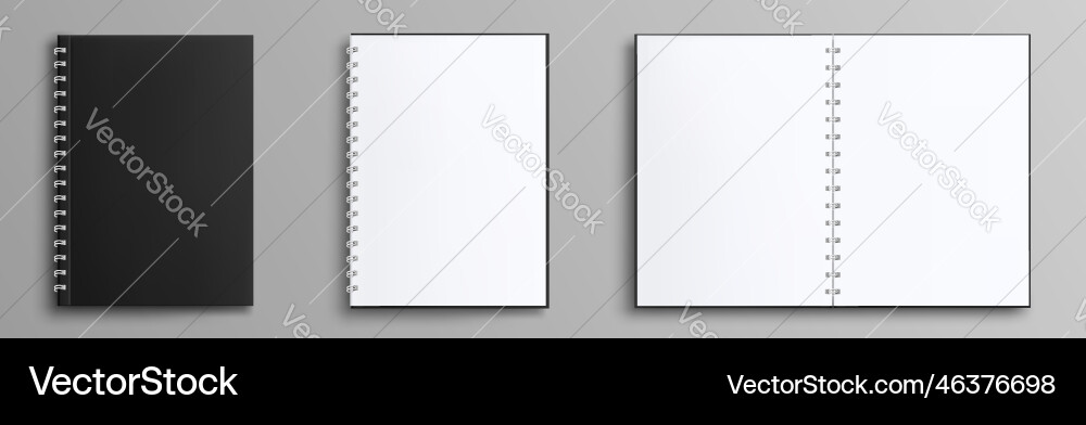 Spiral binder notebook mockup template Royalty Free Vector