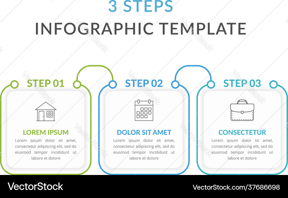 Three steps infographic template Royalty Free Vector Image