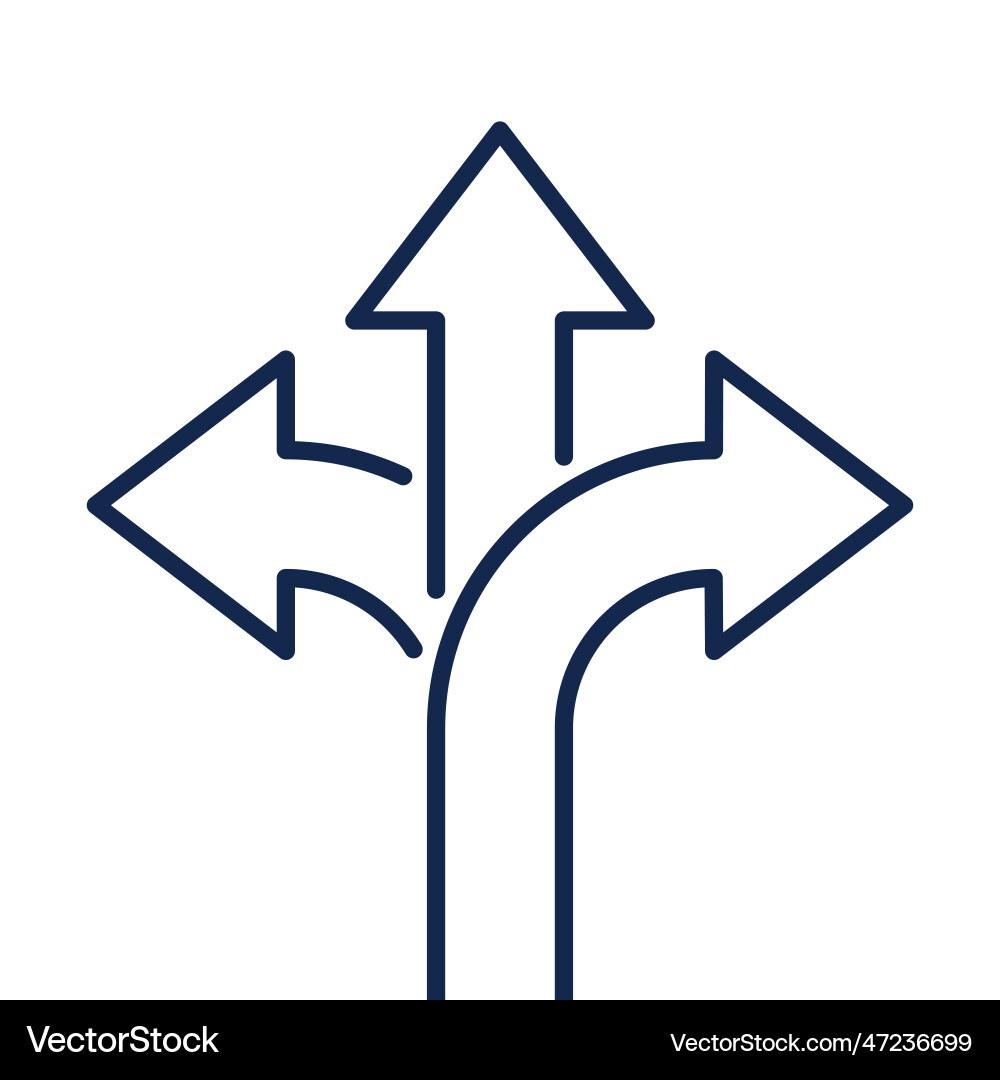 3 way decision opportunity option line arrow Vector Image