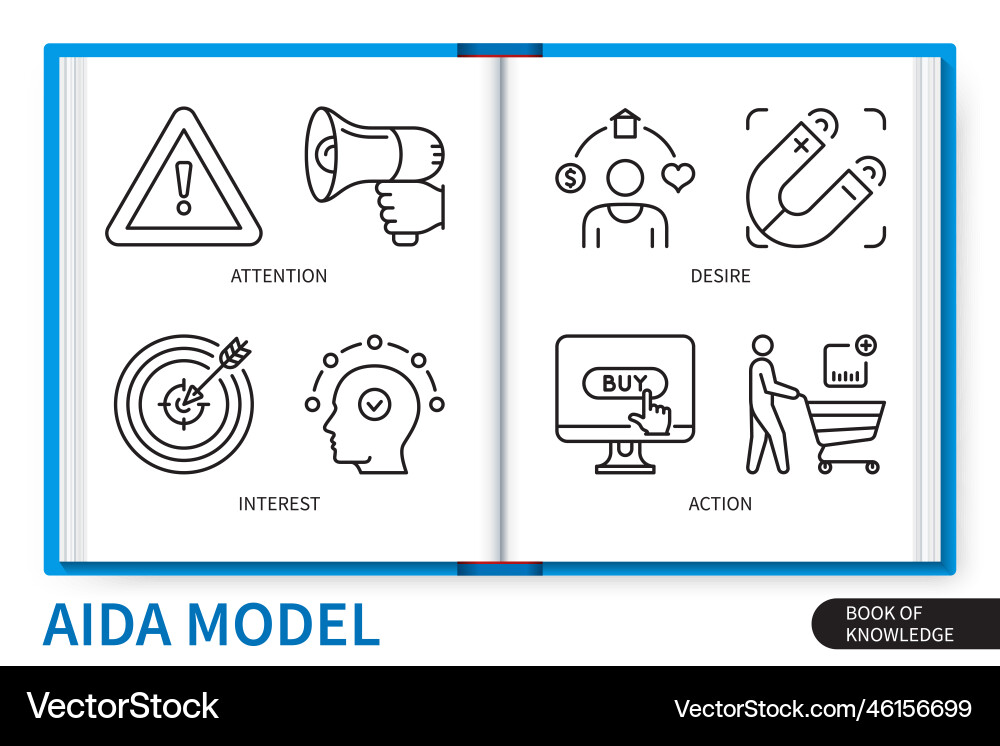 Aida model infographics linear elements set Vector Image