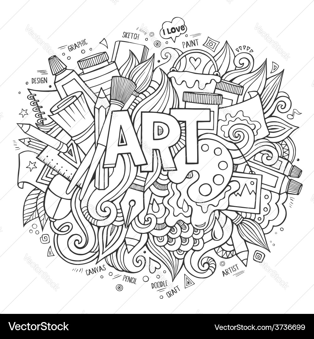 Art hand lettering and doodles elements Royalty Free Vector