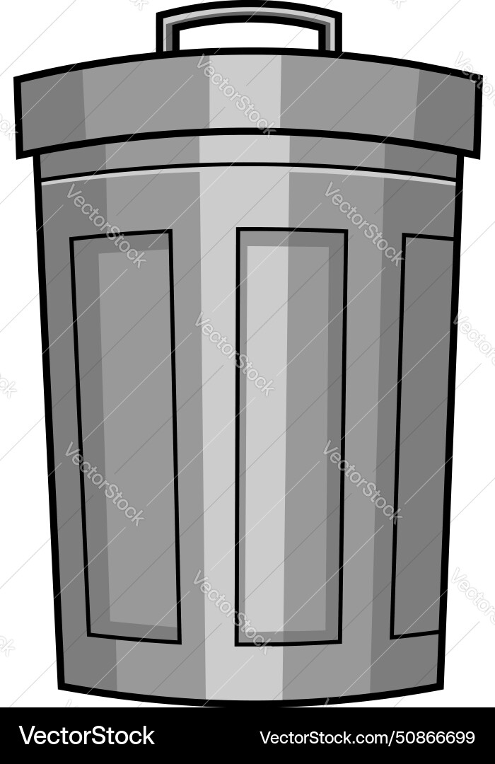 Cartoon metal trash can for garbage with lid Vector Image