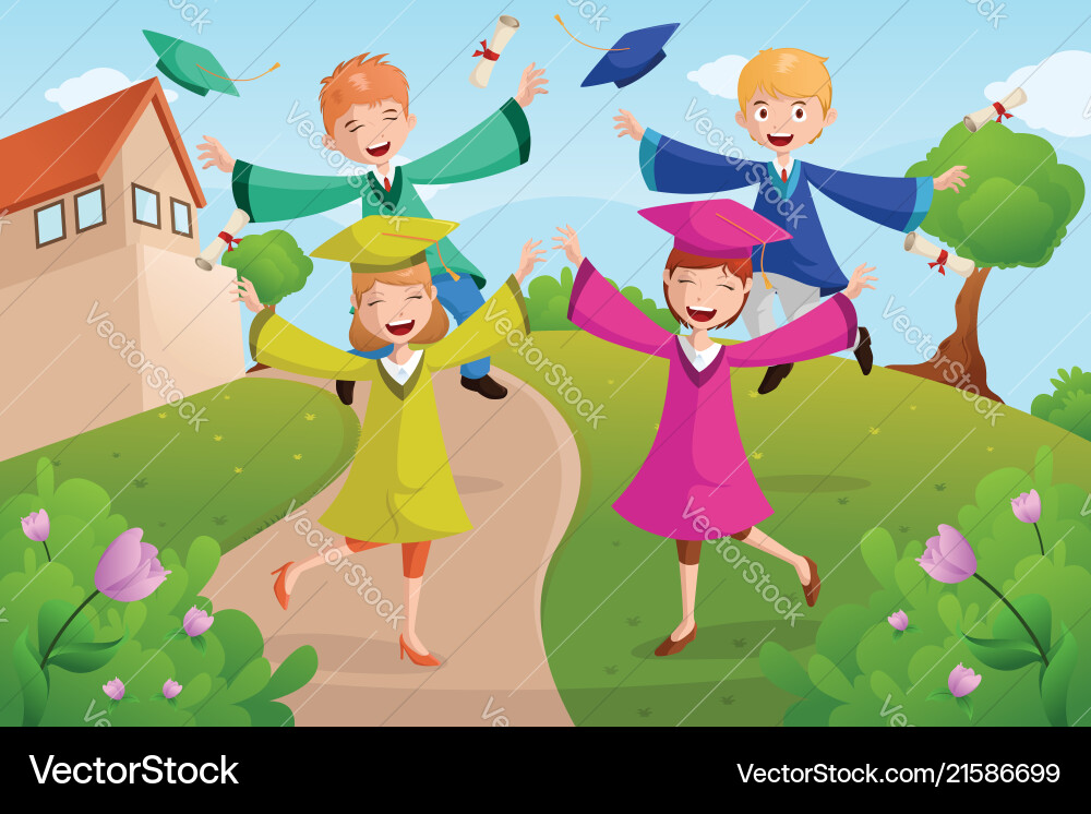 College students celebrating graduation Royalty Free Vector